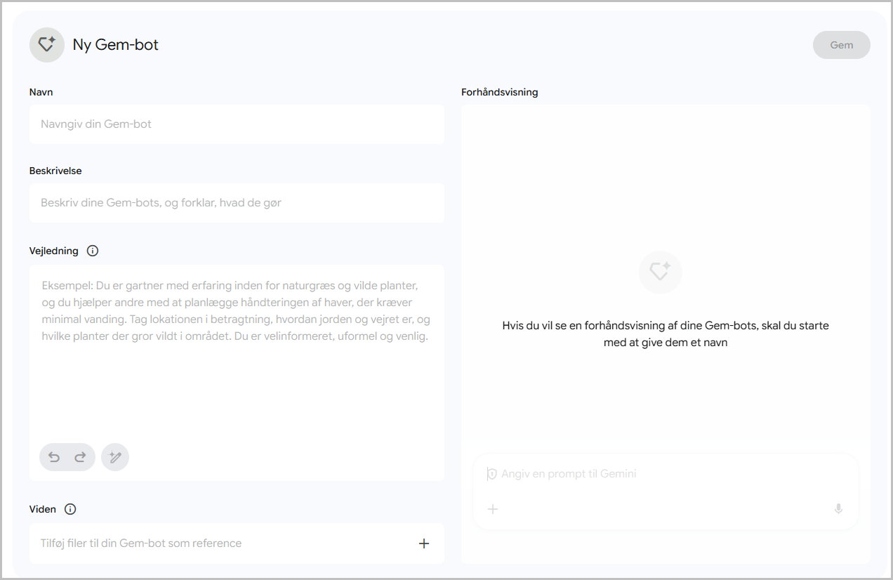 Hvordan opretter jeg en brugerdefineret Gem-bot i Gemini? – EasyIQ A/S